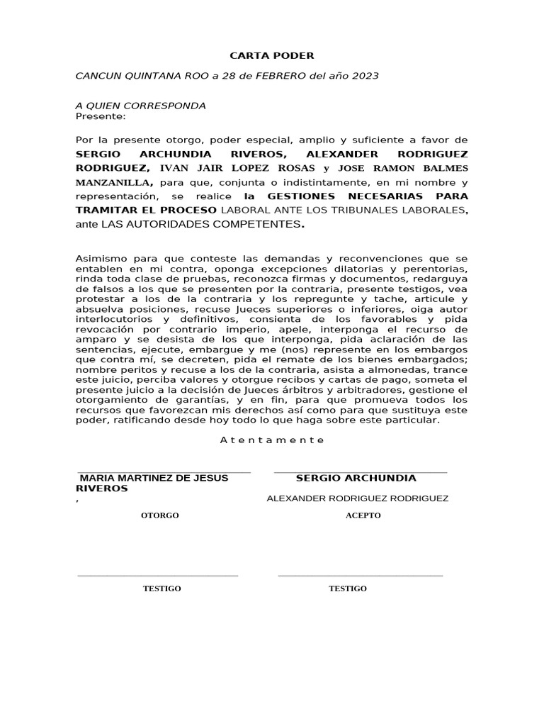 Carta Poder Canc | PDF