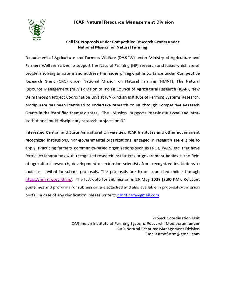 NMNF Competitive Research Grants Call | PDF
