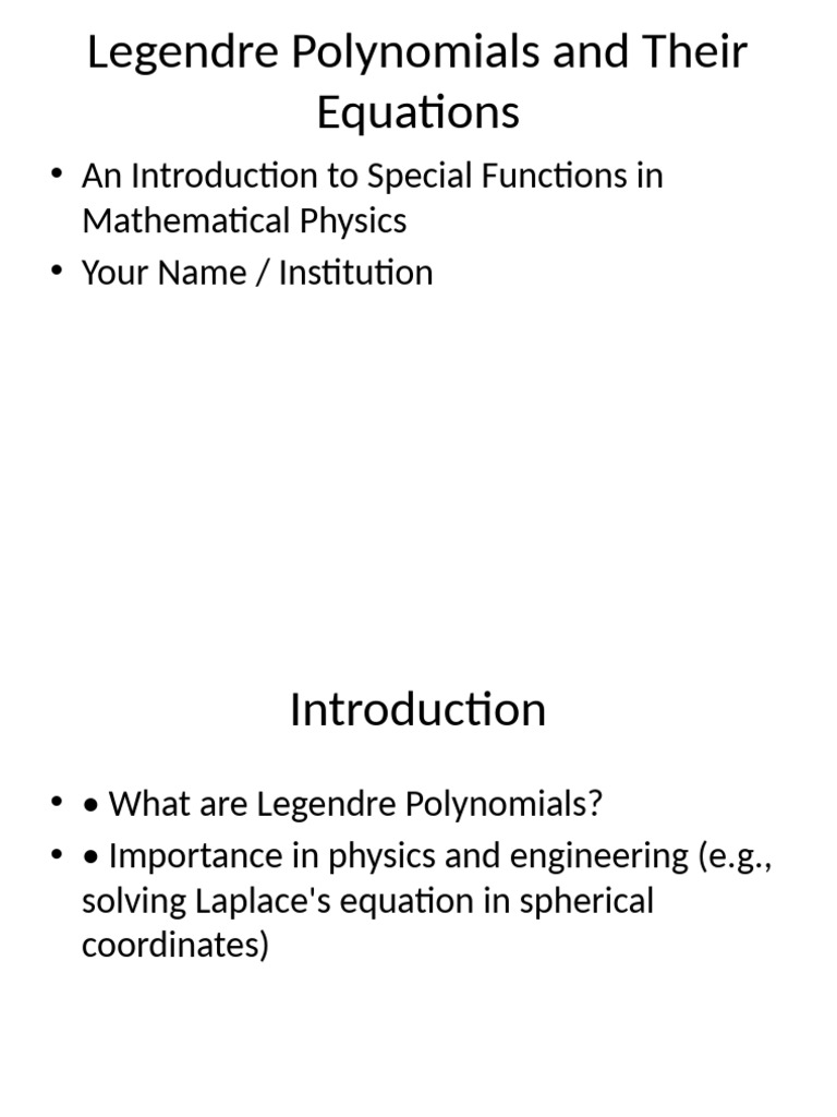 Legendre Polynomials Presentation | PDF