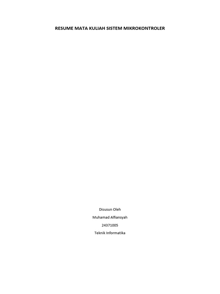 Resume Mata Kuliah Sistem Mikrokontroler | PDF