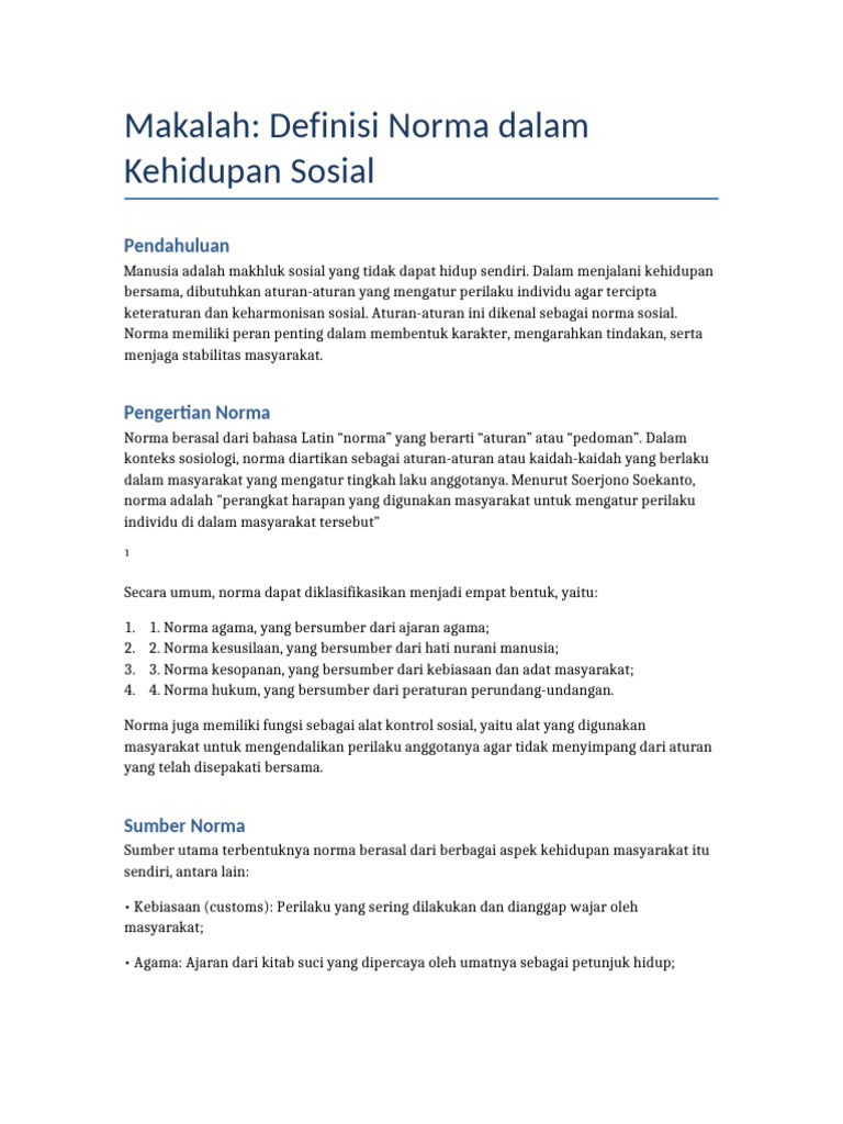 Definisi dan Macam Norma Sosial | PDF