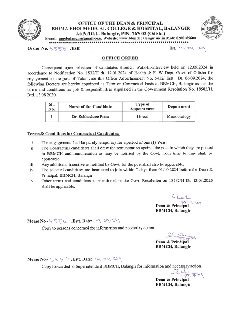 Appointment Order of Tutor | PDF