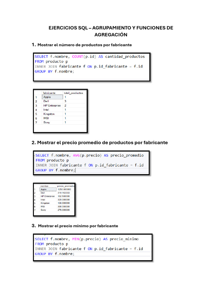 Ejercicios SQL | PDF