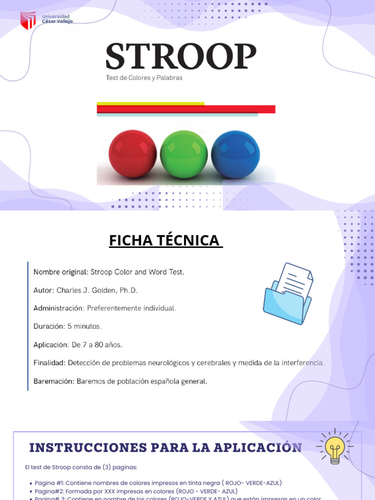 Instrucciones Test de Stroop: Aplicación y Puntuación | PDF | Atención ...