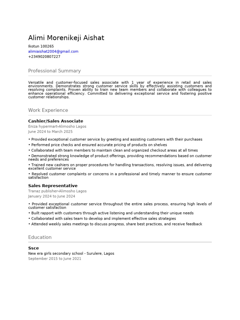 Alimi Morenikeji Aishat | PDF