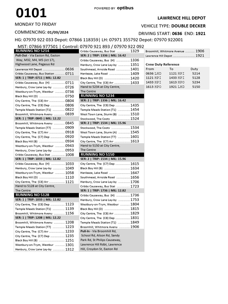 Lawrence Hill Depot Bus Schedule | PDF | Land Vehicles | Public Services