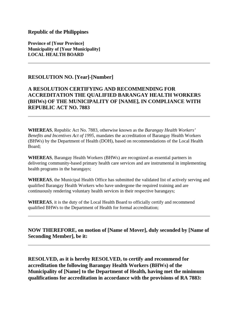 Accreditation of Barangay Health Workers | PDF