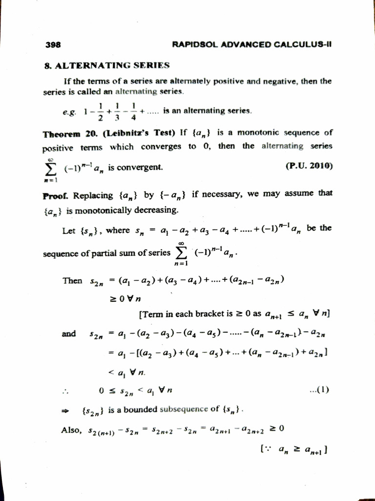 Alternating Series - Infinite Series | PDF | Sequence | Series ...