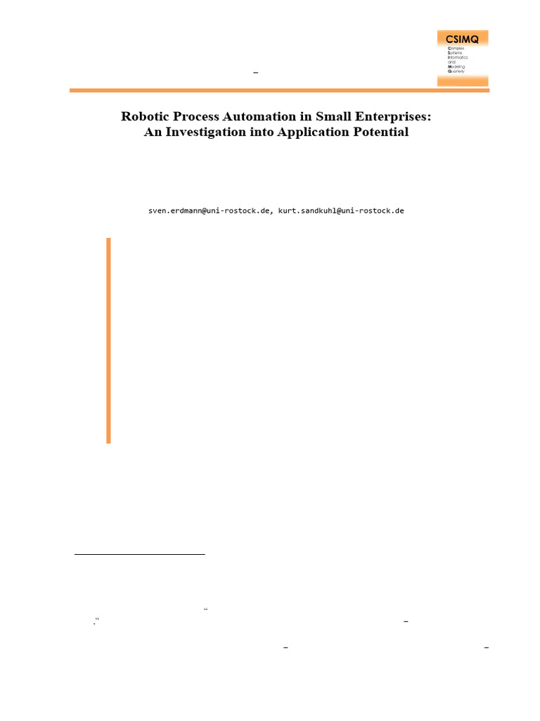 Robotic Process Automation in Small Enterprises An | PDF | Microsoft ...