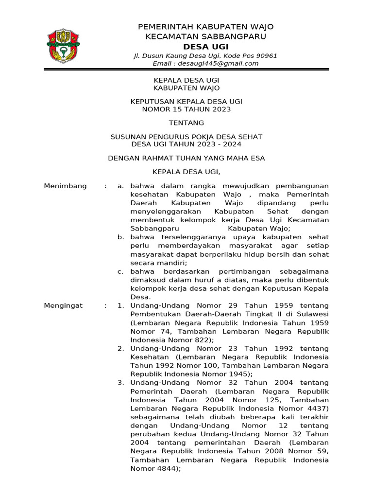 1.b SK Pokja Desa UGI THN 2023-2024 | PDF