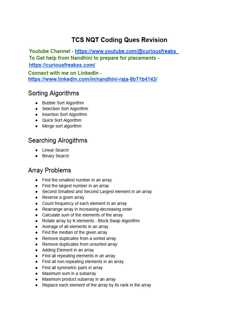 TCS NQT Coding Questions | PDF | String (Computer Science) | Numbers