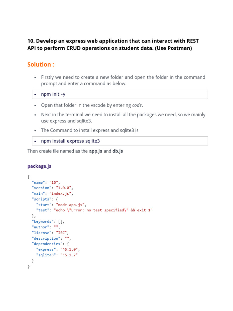 Develop An Express Web Application That Can Interact With REST API To Perform CRUD Operations On ...