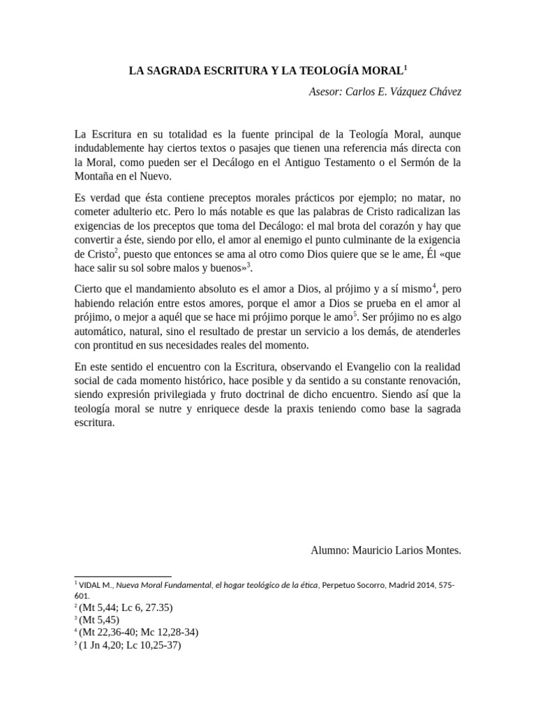 La Sagrada Escritura y La Teología Mora1 | PDF