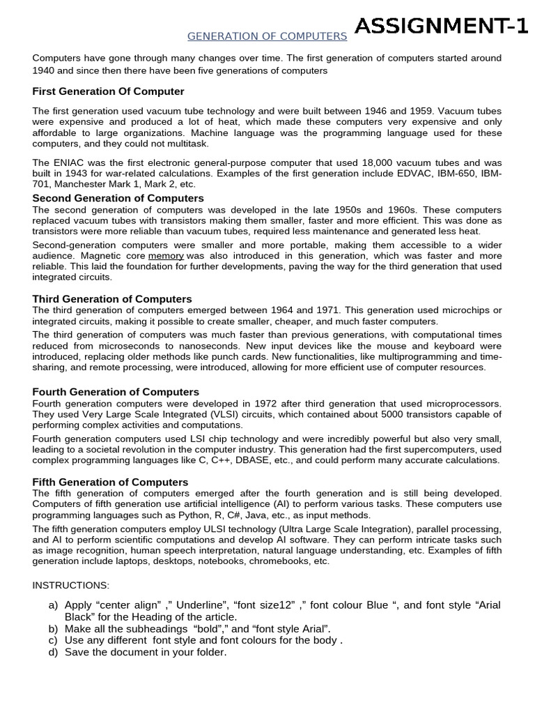Generation of Computers 1 | PDF | Microsoft Office | Application Software
