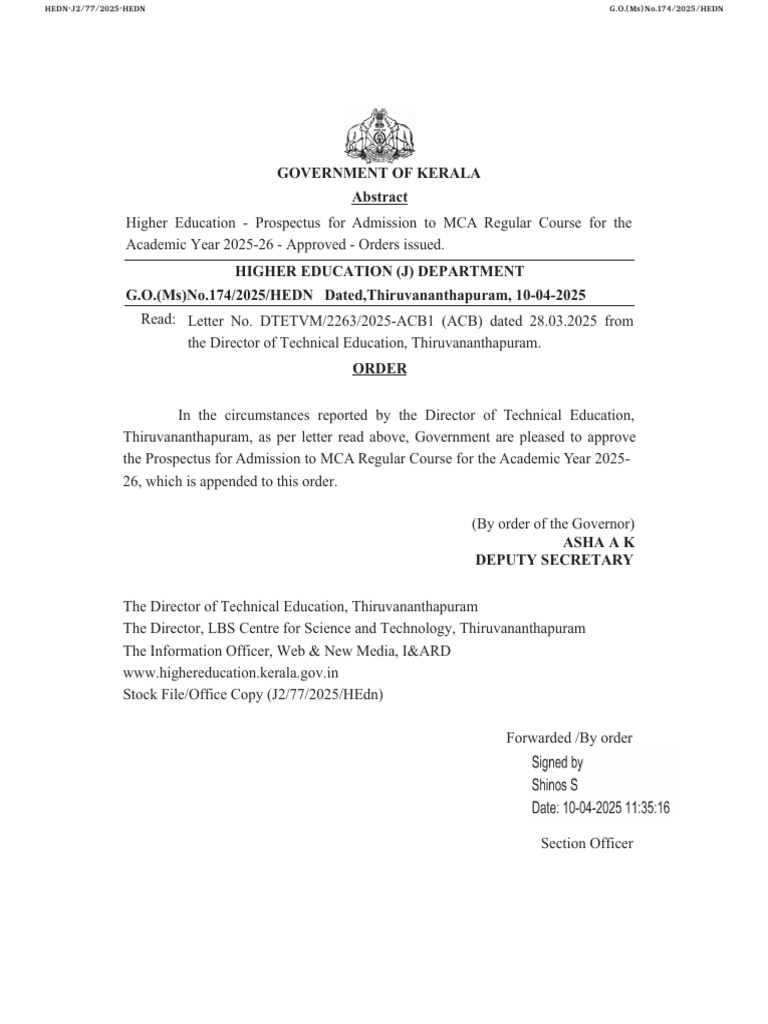 MCA 2025 Prospectus | PDF