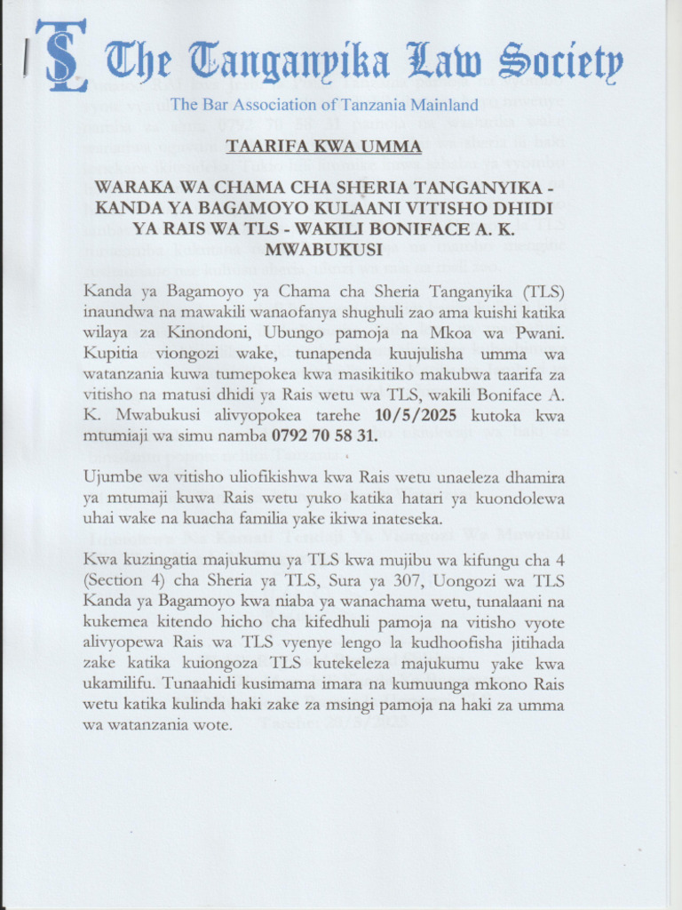 Taarifa Kwa Umma - Waraka | PDF