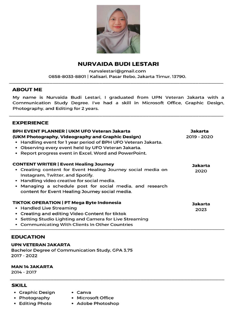 CV - Nurvaida Budi Lestari | PDF