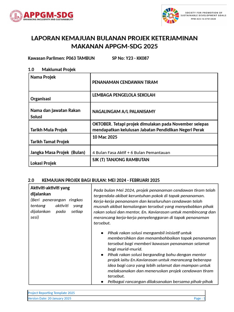 Y23-KK087 Laporan Narratif Bulanan | PDF