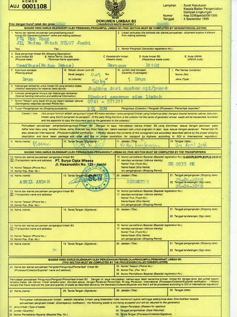 Manifest Ke 2 Majun Bekas Tahun 2018 | PDF