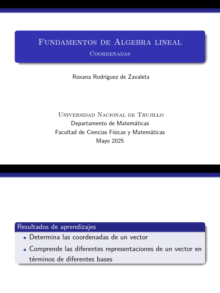 Algebra Lineal y Coordenadas 2025 | PDF | Base (álgebra lineal ...