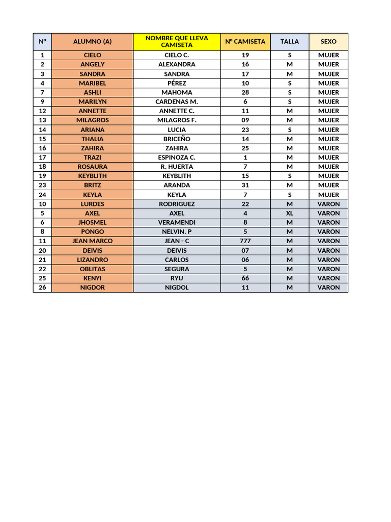 Lista Camisetas Promo 2025 | PDF