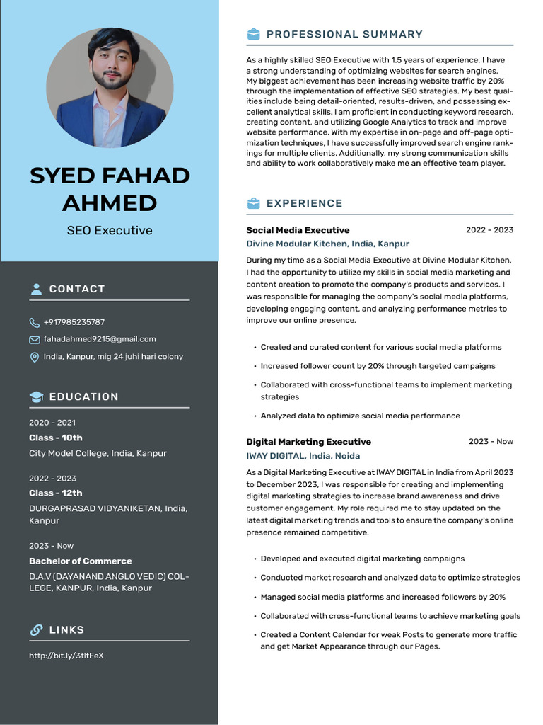 Syed Fahad SEO Executive CV | PDF | Digital Marketing | Search Engine Optimization
