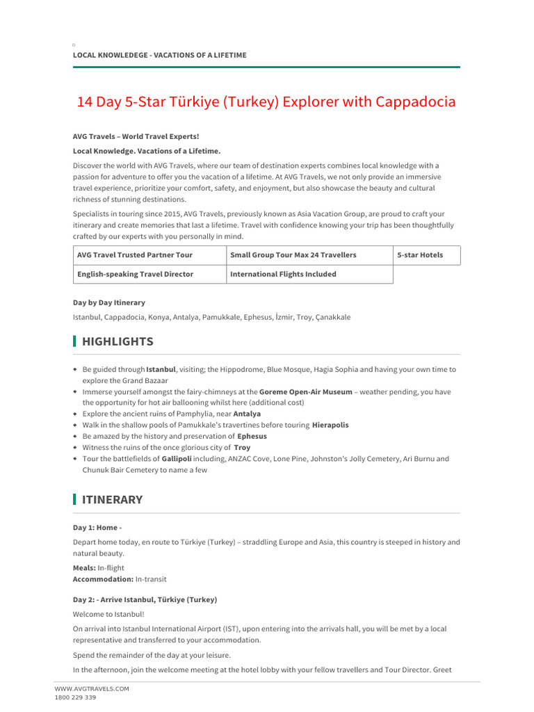 PDF Detail-69834-14 Day 5-Star Turkiye Turkey Explorer With Cappadocia | PDF | Airlines