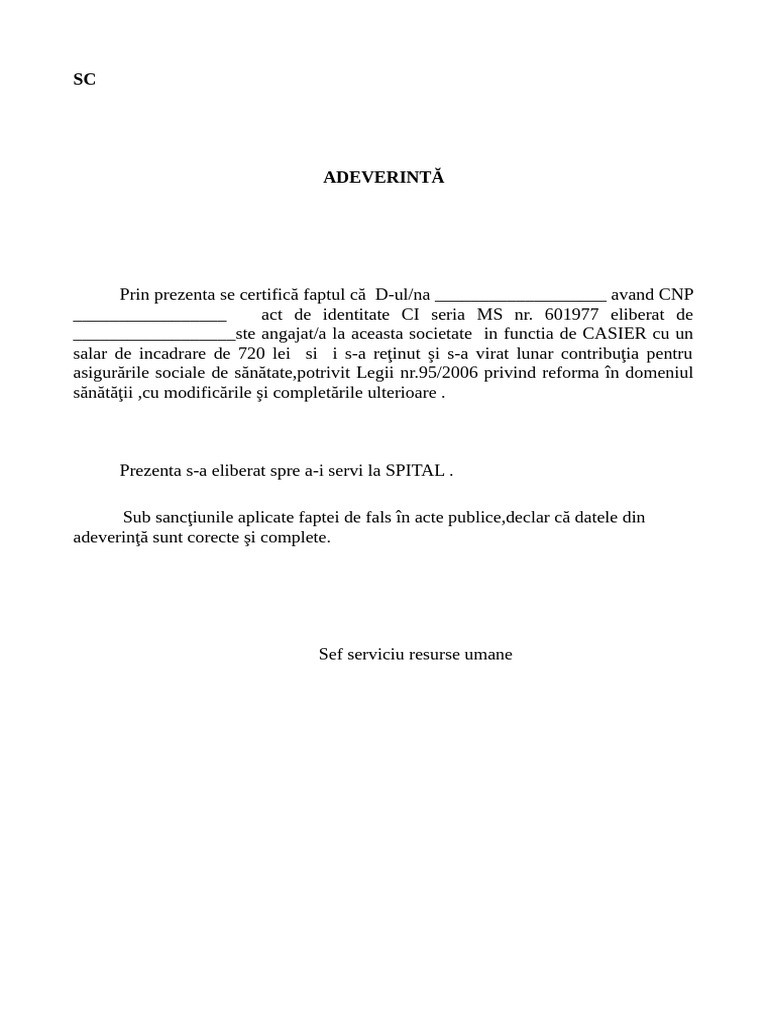 Adeverinta Medic | PDF