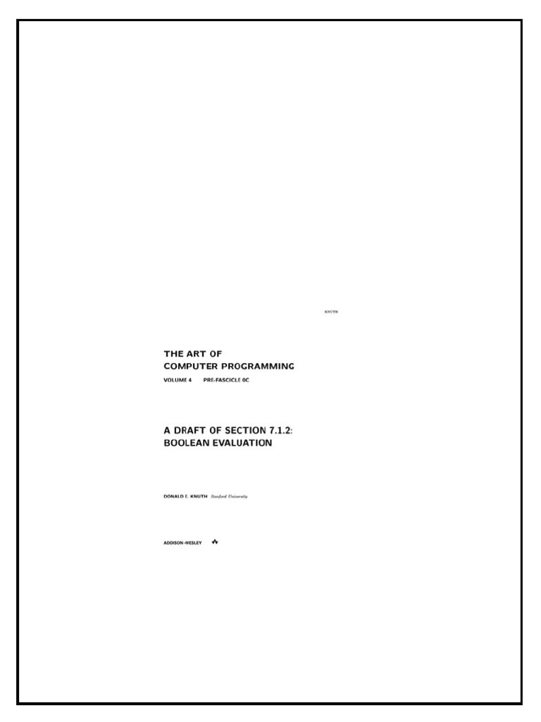 The Art of Computer Programming Volume 4 Prefascicle 0c A Draft of ...