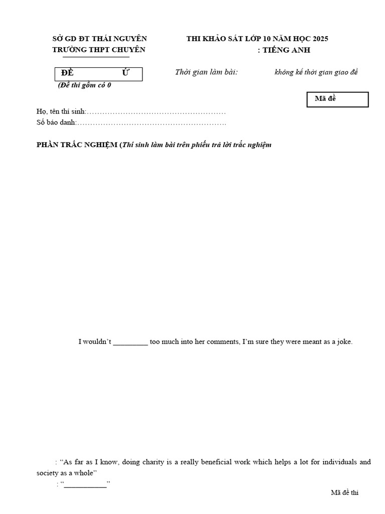 Tieng Anh (Chuyen) - TRN 202 | PDF | Thought