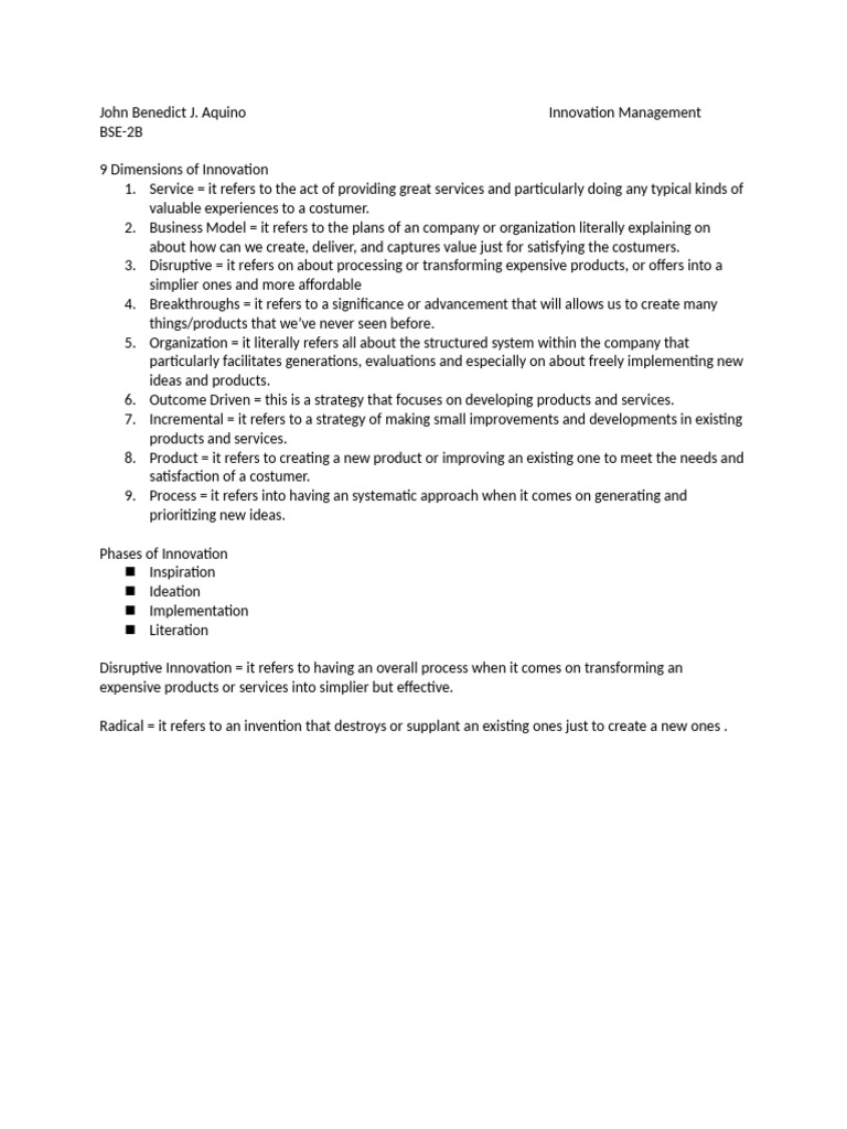 Innovation Management Activity No. 1 | PDF