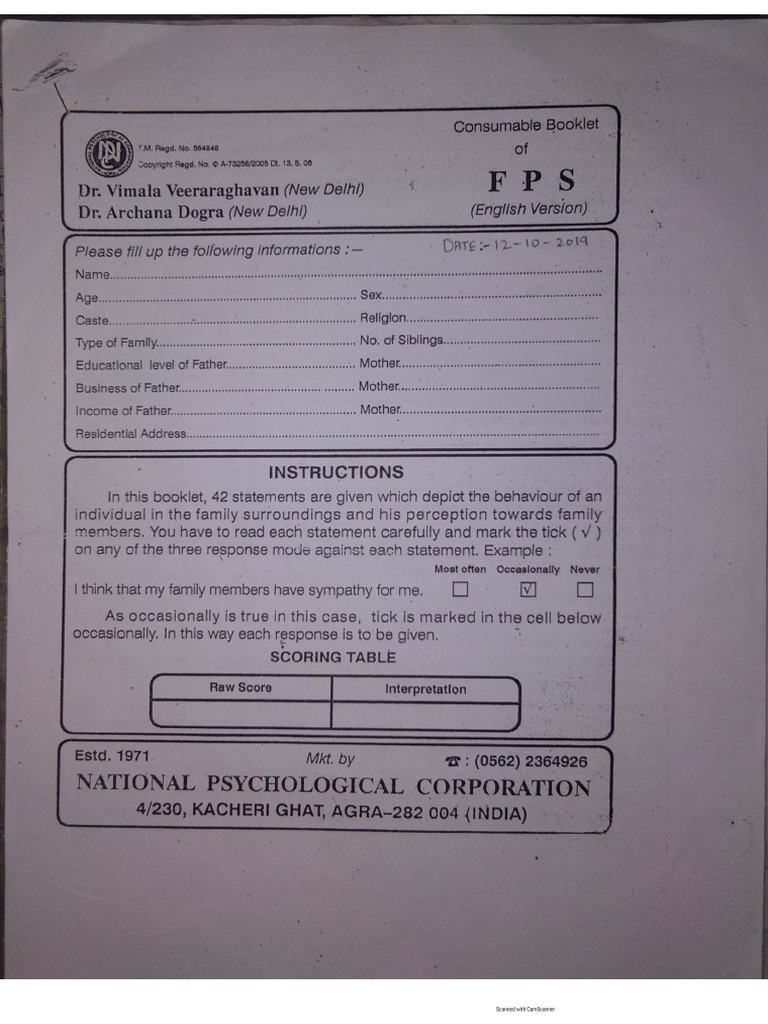 FPS Questionnaire | PDF