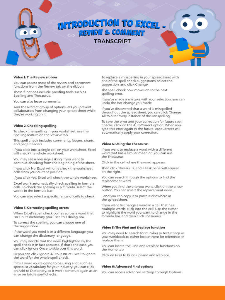 TLMS 00551 - Introduction To Excel - Review & Comment - IT Essentials ...