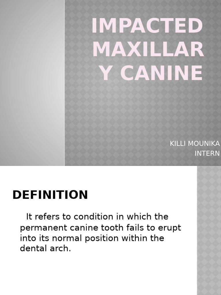 Impacted Maxillary Canine | PDF | Human Tooth | Dental Anatomy
