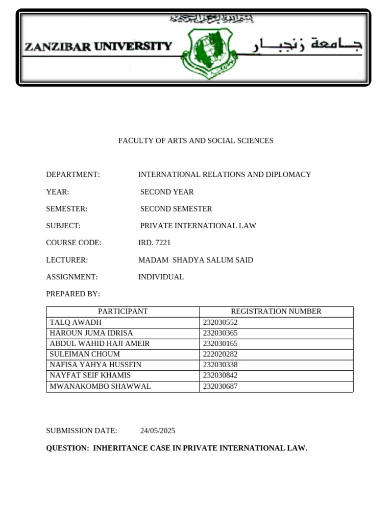 Inheritance Issues in Private International Law | PDF | Inheritance ...