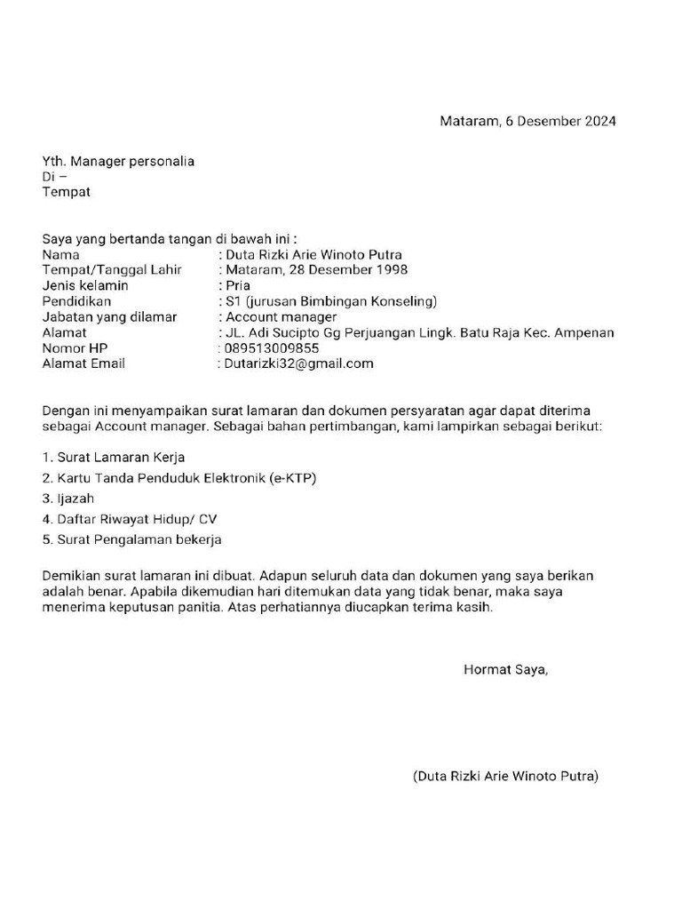 Berkas Lamaran Kerja | PDF