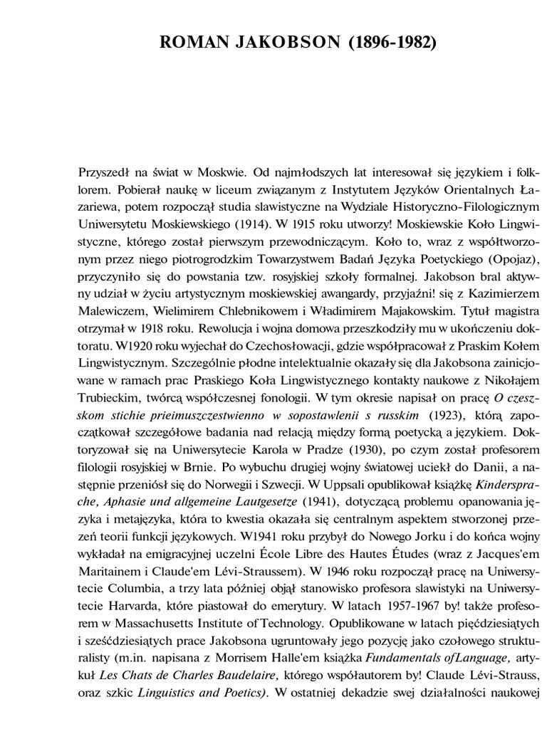 Jakobson - O Językoznawczych Aspektach Przekładu | PDF
