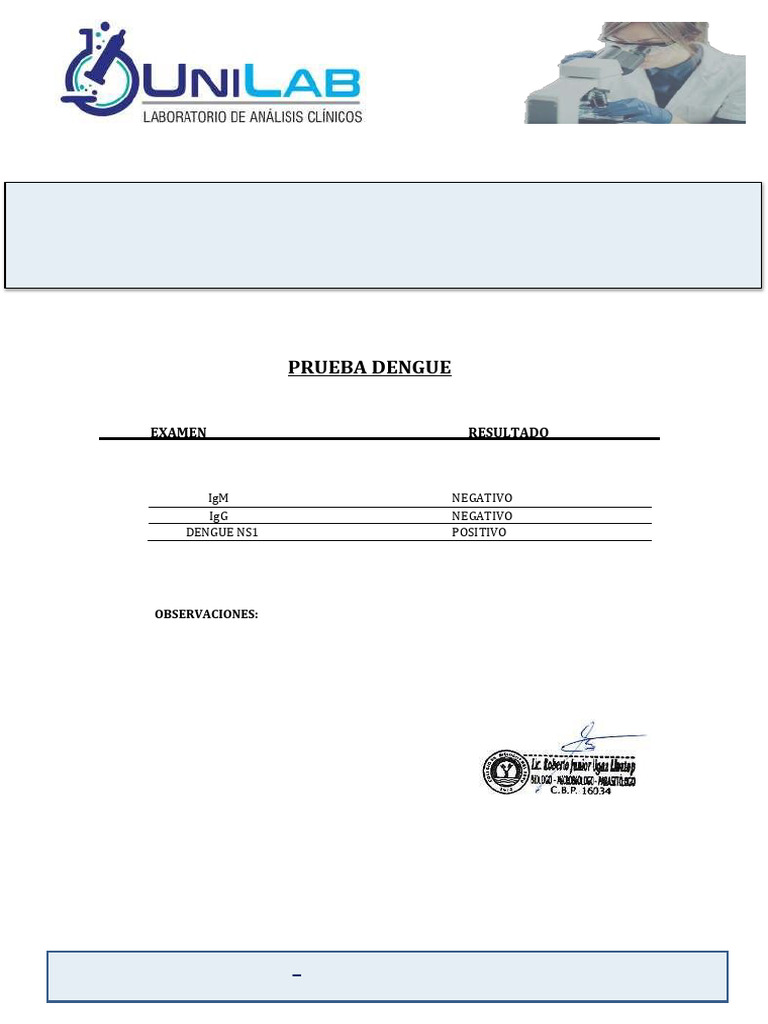 Carranza Sosa Doris Prueba de Dengue | PDF