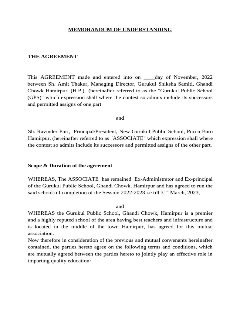Memorandum of Understanding | PDF | Justice | Crime & Violence