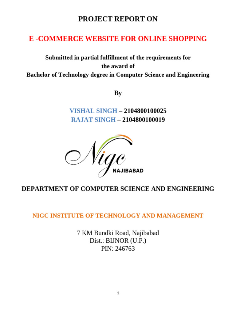 Rajat Vishal Project Report On | PDF | Web Development | Databases