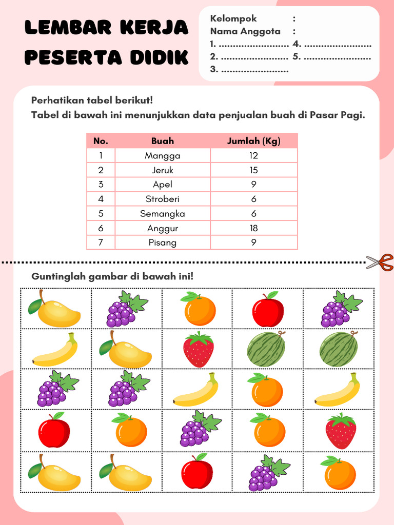 LKPD Piktogram Buah untuk Kelas 1 SD | PDF