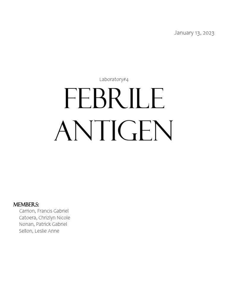 Laboratory 4 - Febrile Antigen | PDF