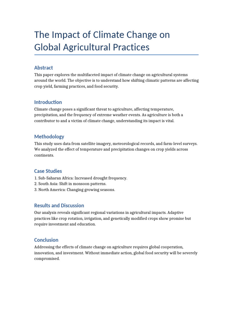 Research Paper Climate Change Agriculture | PDF
