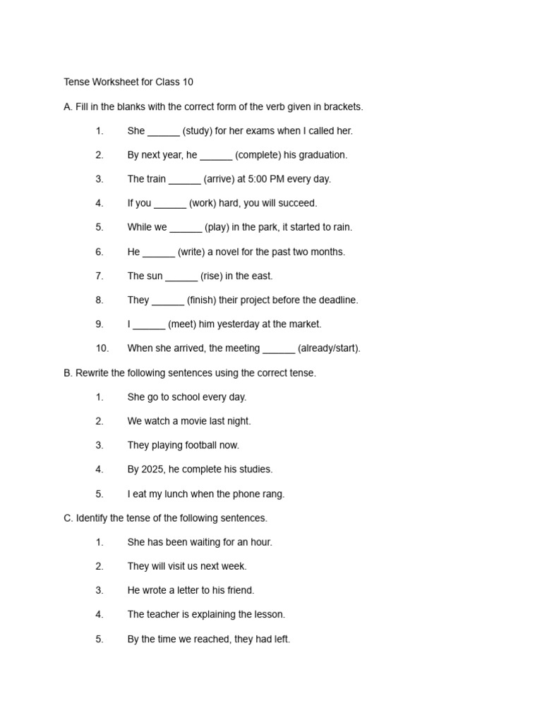 Class 10 English Worksheet | PDF