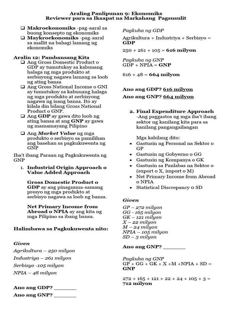 AP9 4th QTR Reviewer | PDF