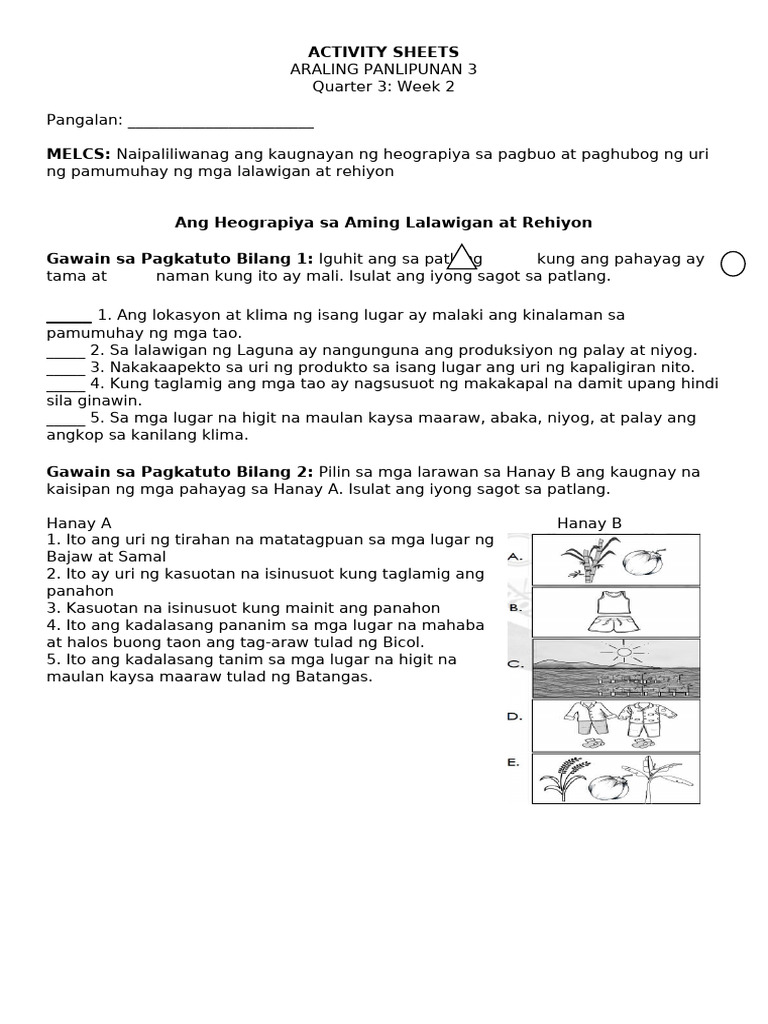 AP 3 Activity Sheet Q3 W2 | PDF