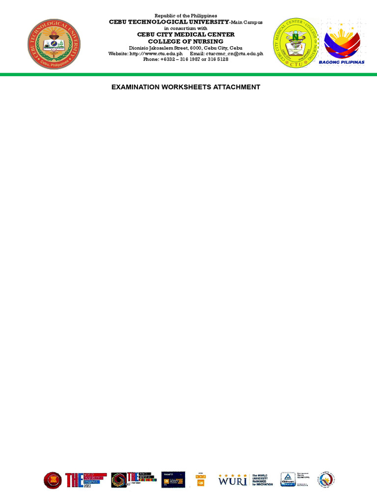 Examination Worksheet Attachments | PDF