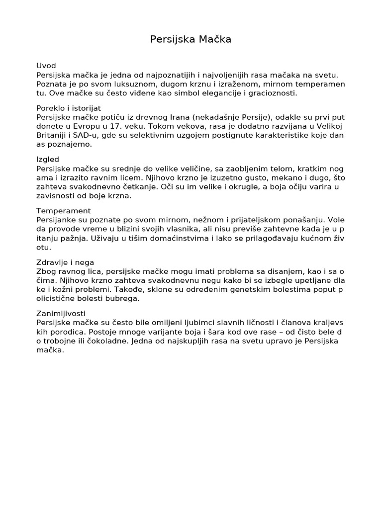 Persijska Macka | PDF