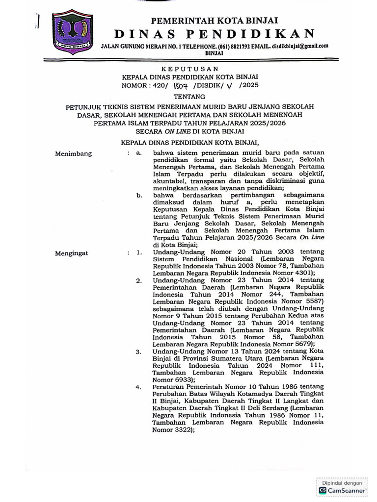 Surat Keputusan Kepala Dinas | PDF