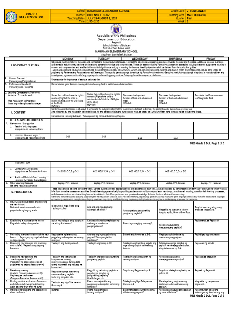 DLL Health-Q1-W1 | PDF